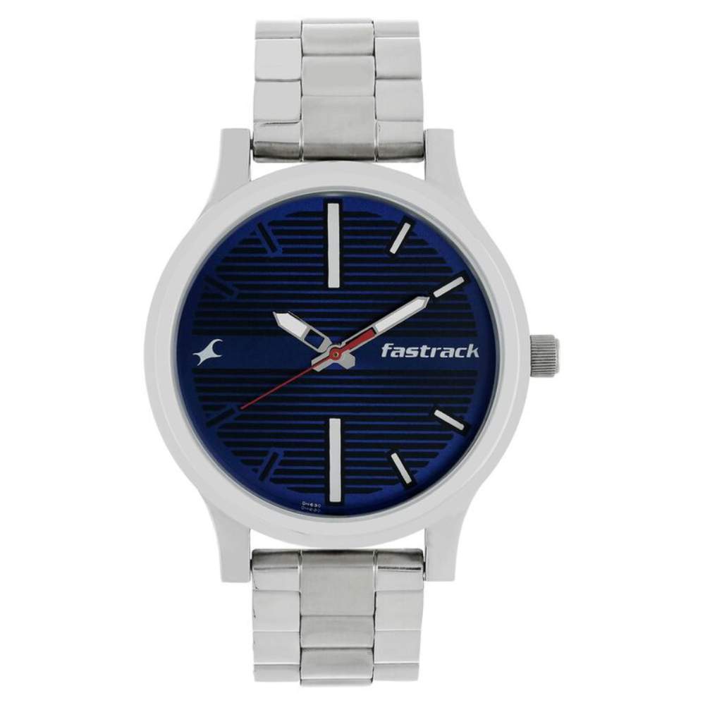 Fastrack Fundamentals Quartz Analog Blue Dial Stainless Steel Strap ...